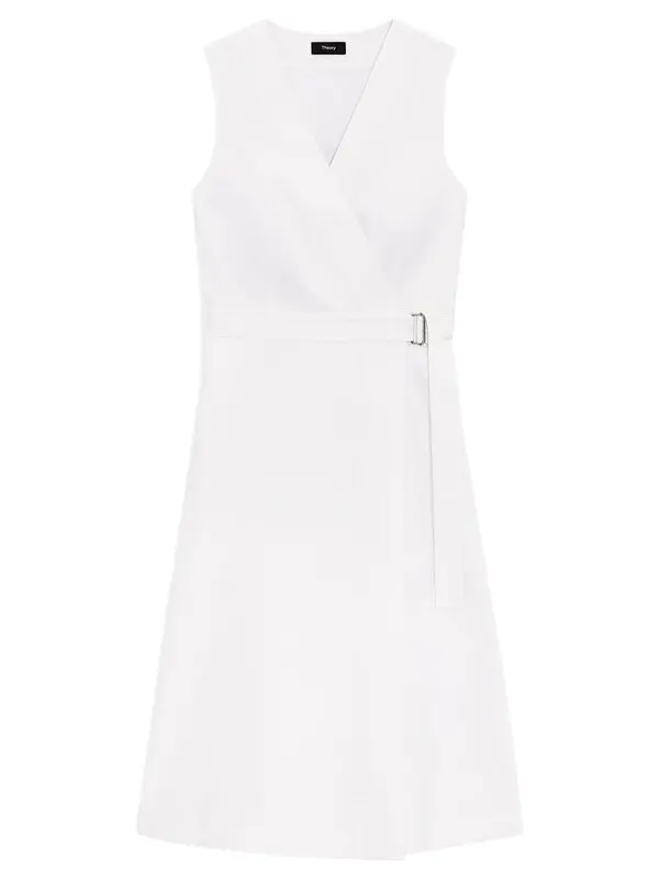 Theory Sleeveless A-line Wrap Dress - White