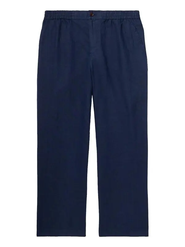 Mr P. Arthur Wide-leg Linen Trousers - Blue