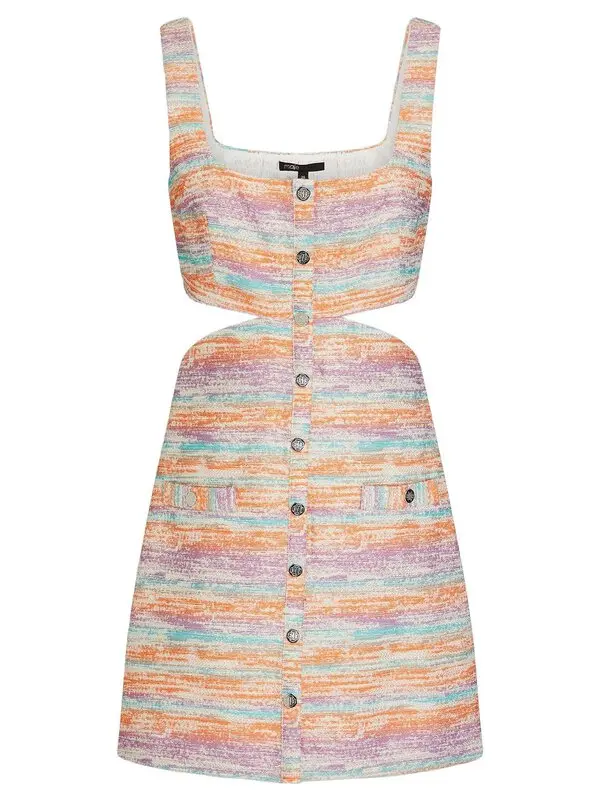 Maje Cutout Metallic Tweed Mini Dress - Orange