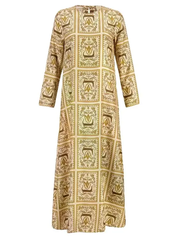 PAULA Silk Printed Dress - Neutrals