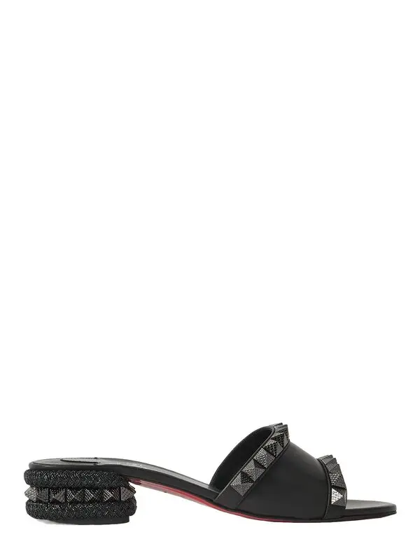 CHRISTIAN LOUBOUTIN Pyramule 30 Studded Leather Mules - Black