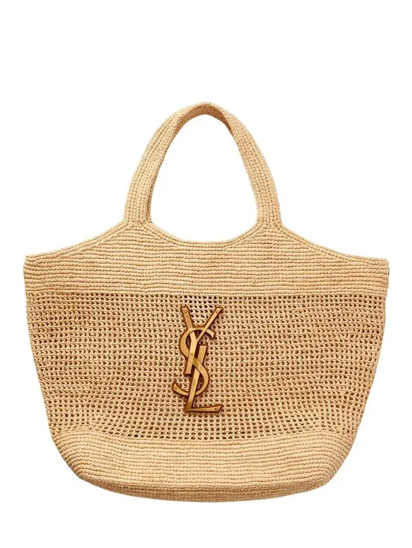 Saint Laurent Icare Maxi Raffia Tote - Neutrals