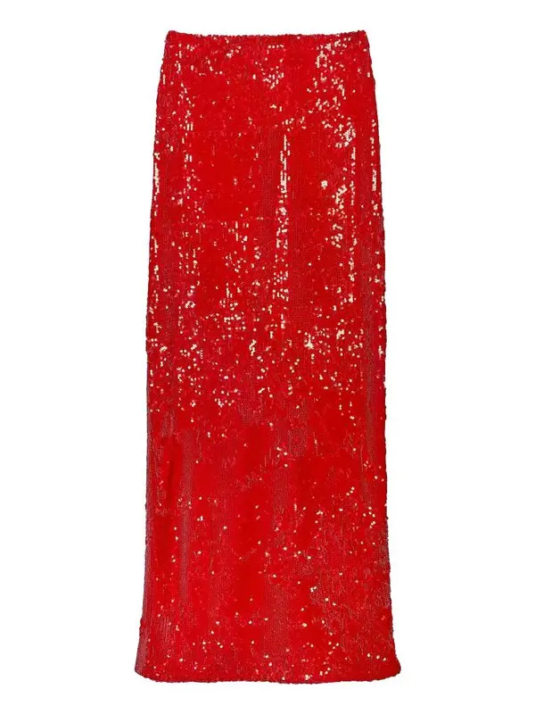MSGM Sequin Straight Skirt - Red