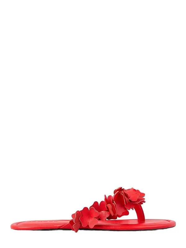 Sandro Flower Embellished Slide Sandals - Orange