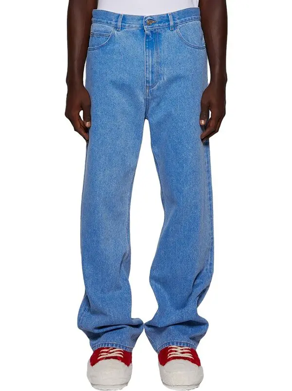 Marni Organic Denim Wide-leg Jeans - Cobalt Blue