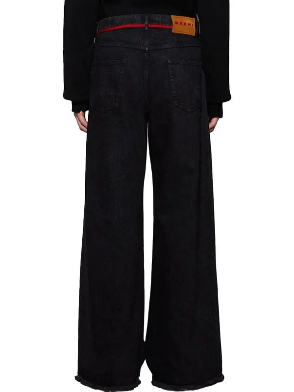 Marni Raw Edge Wide Leg Jeans - Black