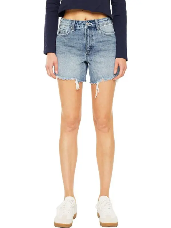 KANCAN Tamara High Rise Denim Shorts - Medium Wash