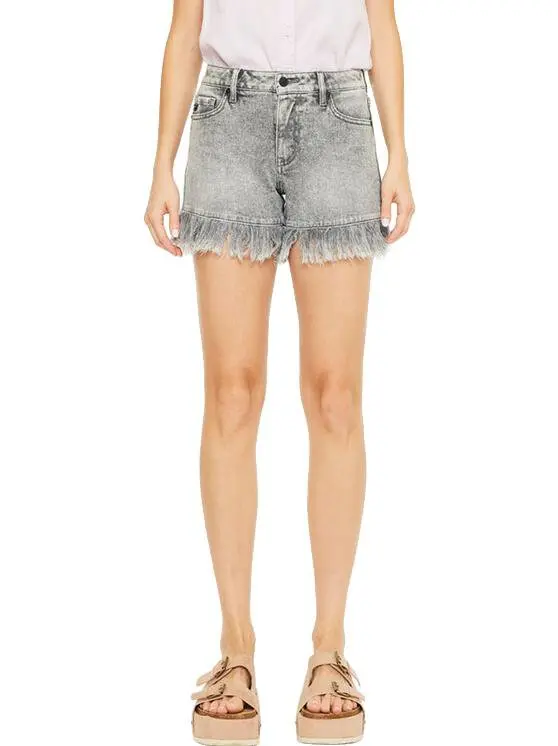 KANCAN Delane High Rise Denim Shorts - Light Gray