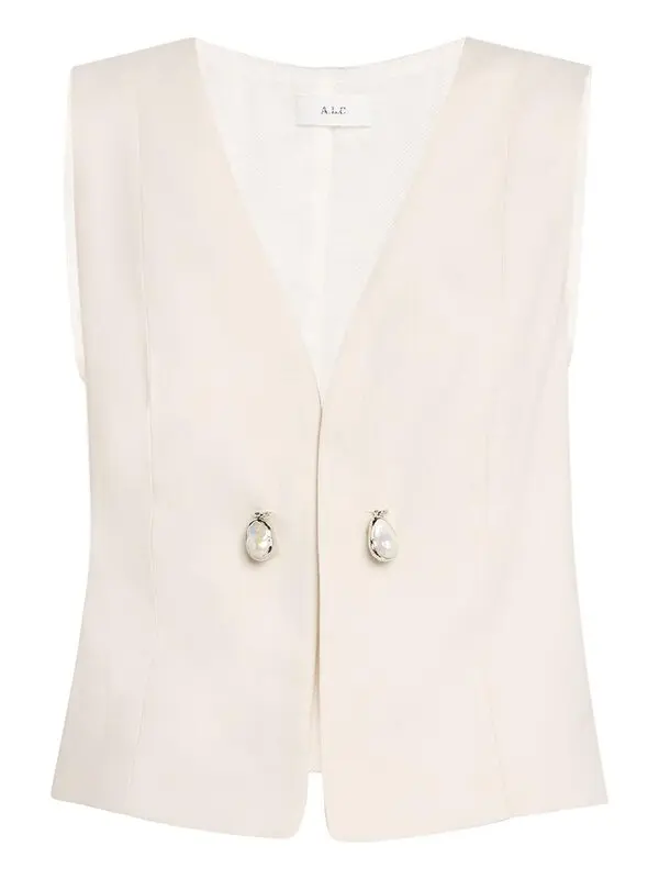 A.L.C. Leo Linen-blend Vest With Pearl Detailing - Buttercream