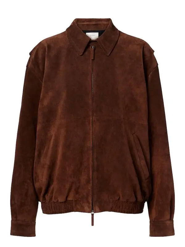 THE ROW Roana Suede Bomber Jacket - Brown