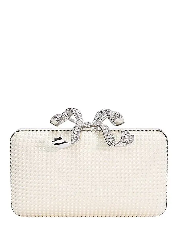 SELF-PORTRAIT Faux Box Clutch - Pearl