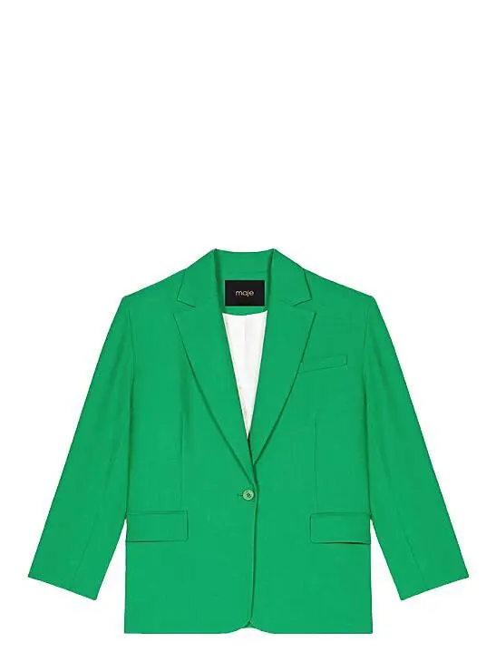 Maje Single-breasted Notch-lapel Stretch-woven Blazer - Verts