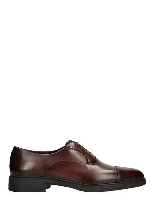 Santoni Leather Oxford Shoes - Brown