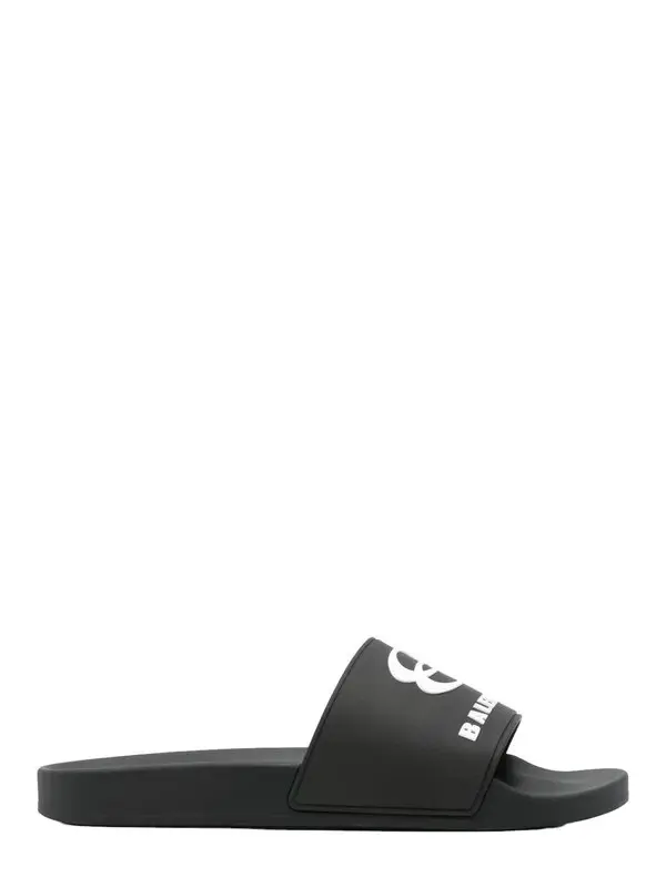 Balenciaga Logo-embroidered Pool Slides - Black