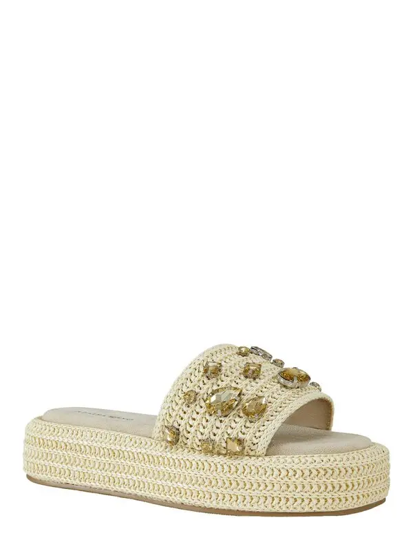 AZALEA WANG Baste Platform Slide Sandal - Beige
