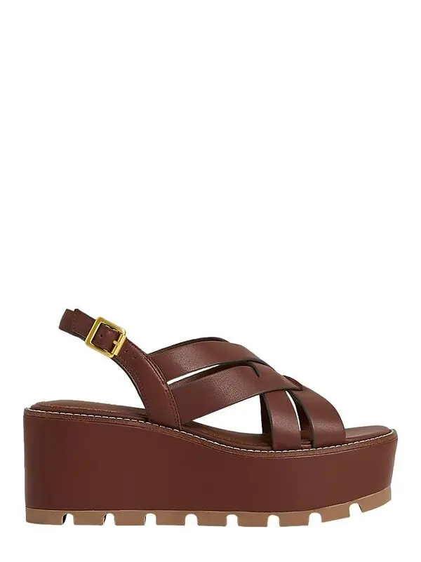 REISS Platform Wedge Sandals - Tan