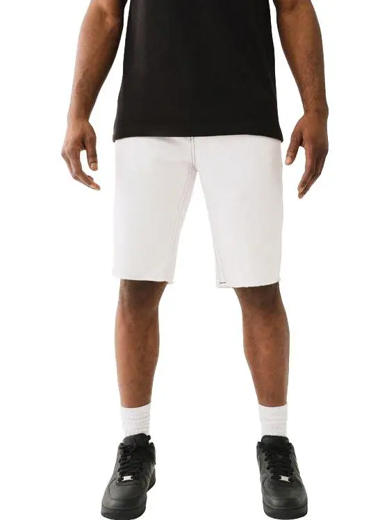 True Religion Ricky Fray Hem Flap Denim Shorts - Optic White