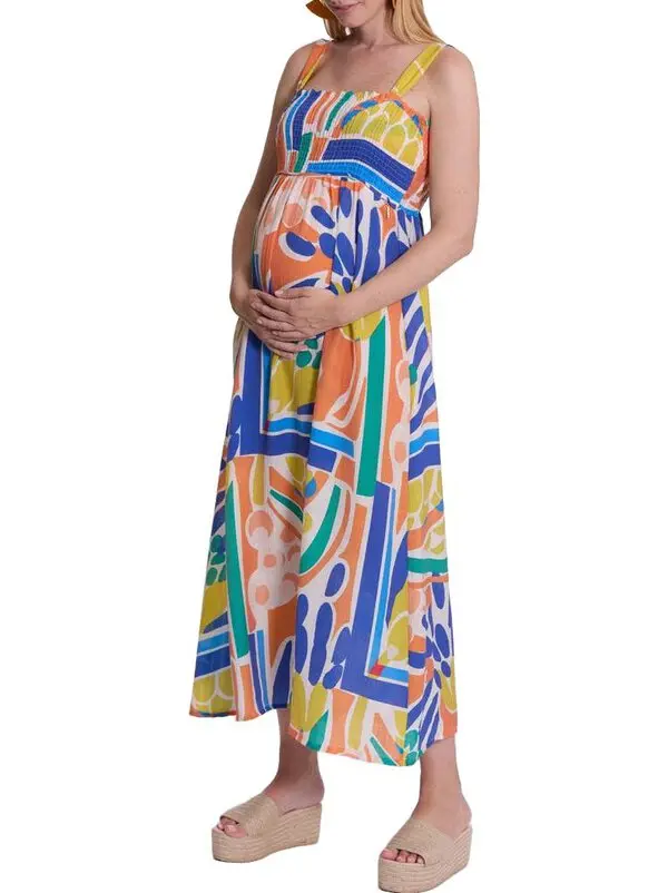 CACHE COEUR Naiade Abstract Print Maxi Dress - Blue Multi