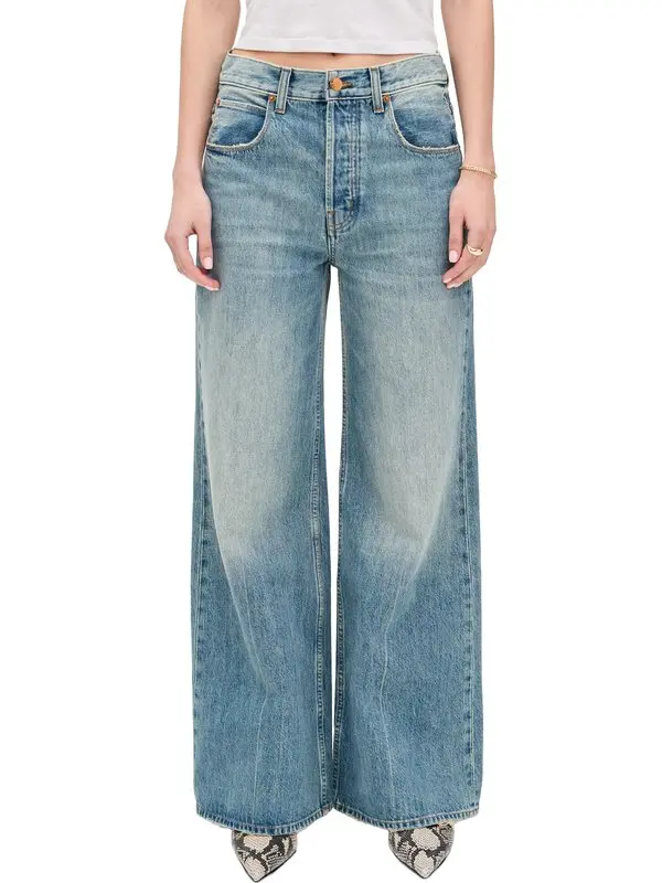 JAMIE HALLER The Lax Wide Leg Jeans - Worn Indigo
