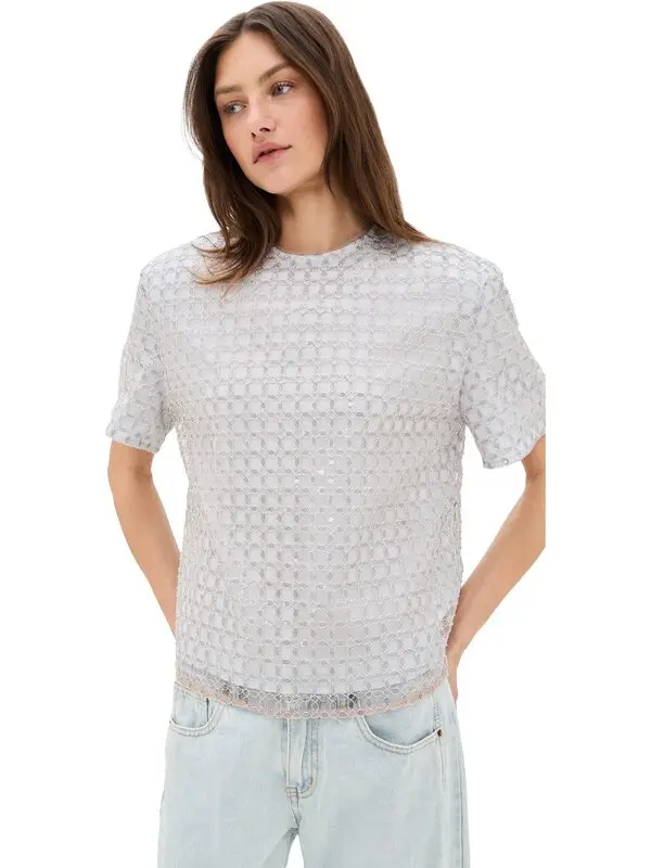 Remain Birger Christensen Beaded Oversized Top - Doeskin