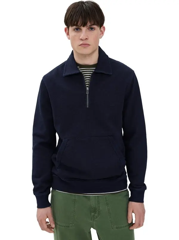 Taylor Stitch Apres Quarter Zip Sweatshirt - Rinsed Indigo