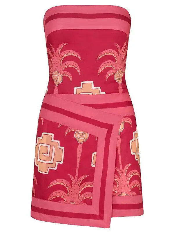Johanna Ortiz Raiz Ritual Mini Dress - Wine/pink/camel
