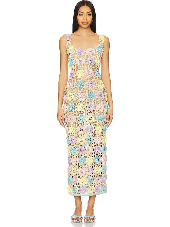 ELLIATT Elise Crochet Knit Midi Dress - Multi