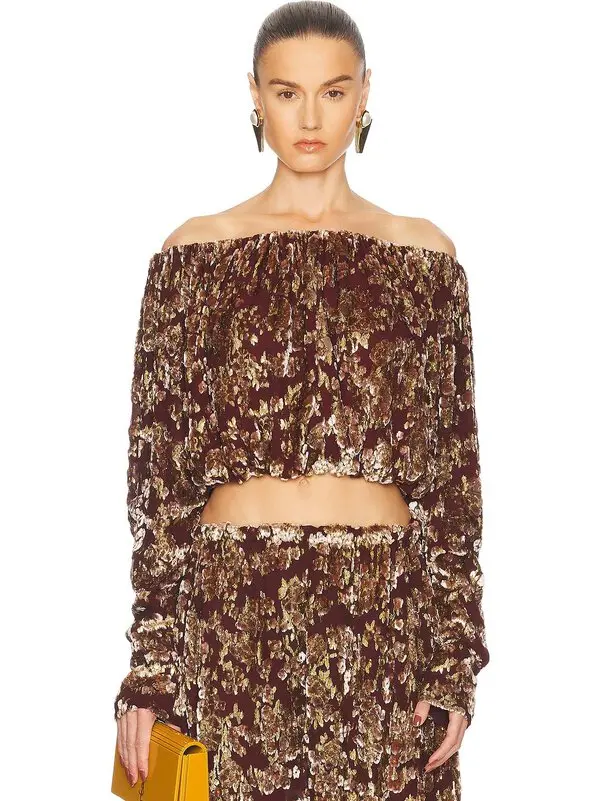 Saint Laurent Off The Shoulder Blouse - Bordeaux Vieux Rose