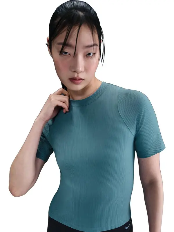 Nike Zenvy Rib Dri-fit Short-sleeve Top - Blue