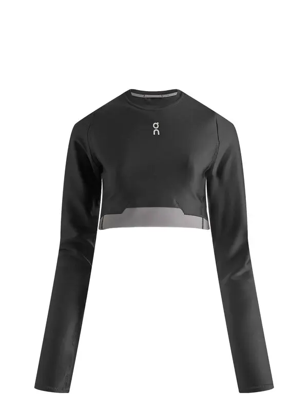 On Train Long Sleeve Crop Top - Black