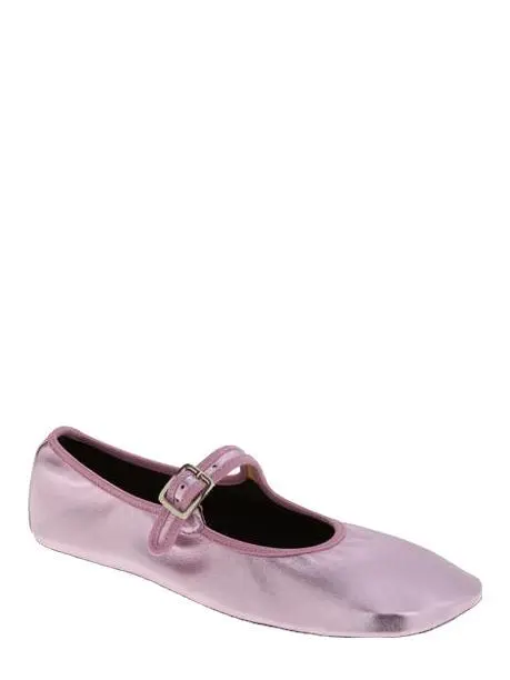 Sandy Liang Metallic Mary Jane Ballet Flat - Pink