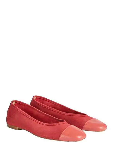 LK BENNETT Hanna Cap-toe Ballerina Flat - Soft Red