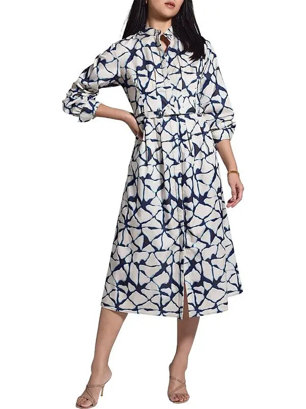 NIC+ZOE Fractured Lines Shirt Dress - Blue Multi