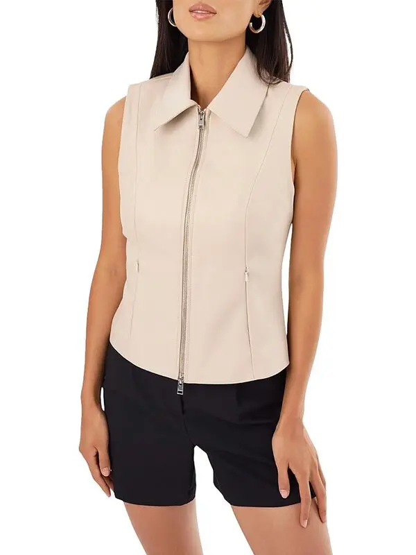 LAMARQUE Charlie Leather Vest - Bone