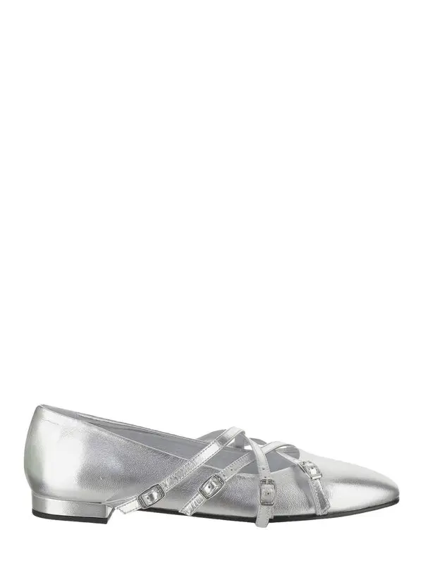 CAREL Eloise Leather Ballet Flats - Silver