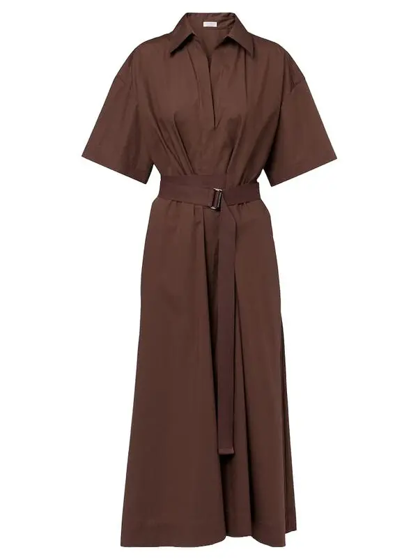 Brunello Cucinelli Cotton Wrap Dress - Brown