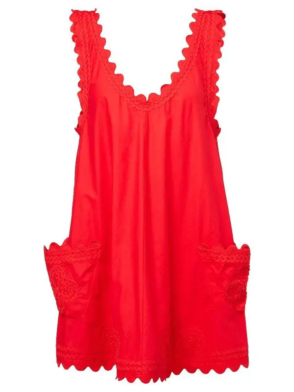 JULIET DUNN Embroidered Cotton Poplin Minidress - Red