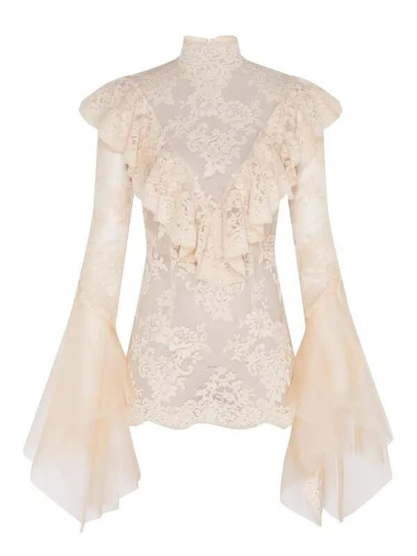 Zimmermann Hypnotic Patched Lace Top - Ivory