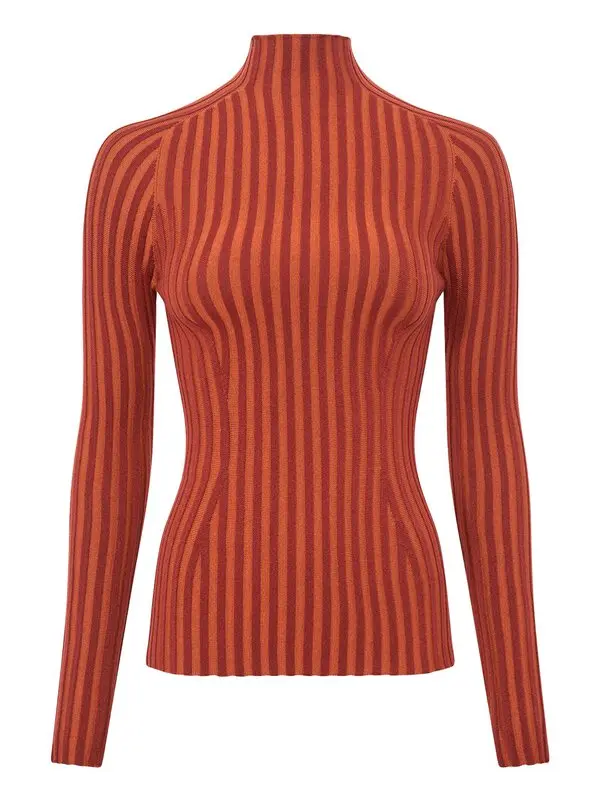 Gabriela Hearst Karlene Ribbed Virgin Wool Top - Orange