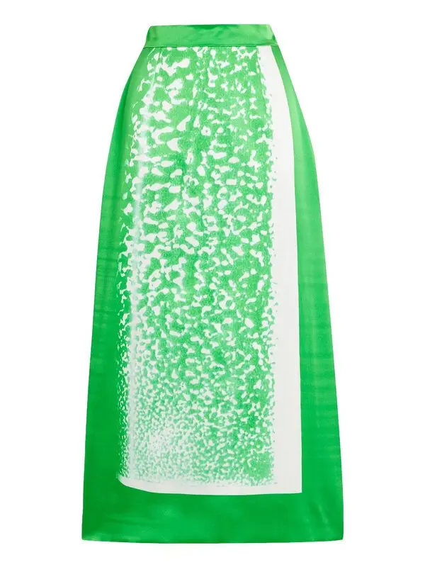 ROKSANDA Printed Silksatin Midi Skirt - Green