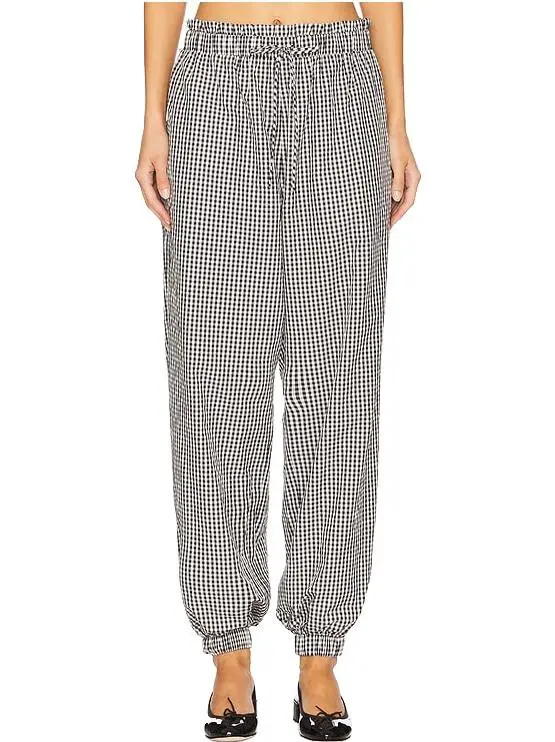TANNER FLETCHER Ruffle Gingham Track Pant - Black Gingham