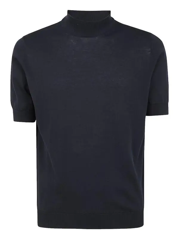 FILIPPO DE LAURENTIIS Short Sleeve Turtleneck Top - Blue