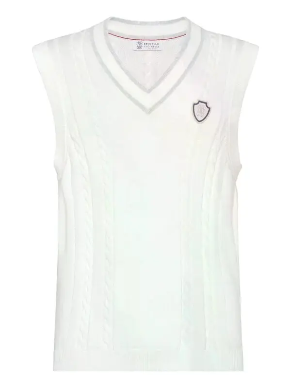 Brunello Cucinelli Cable Knit Vest - White