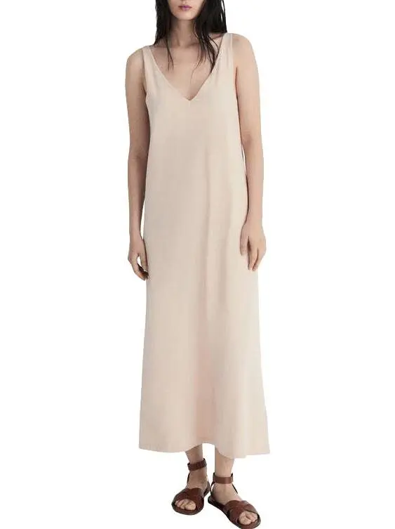 Mango Sleeveless Cotton Midi Dress - Salmon
