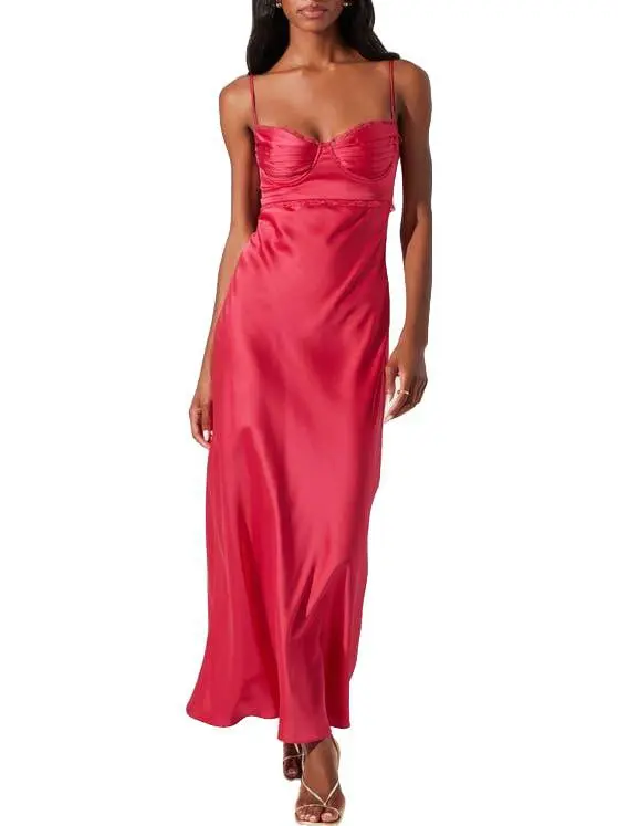 Astr The Label Florianne Lace Trim Slipdress - Berry