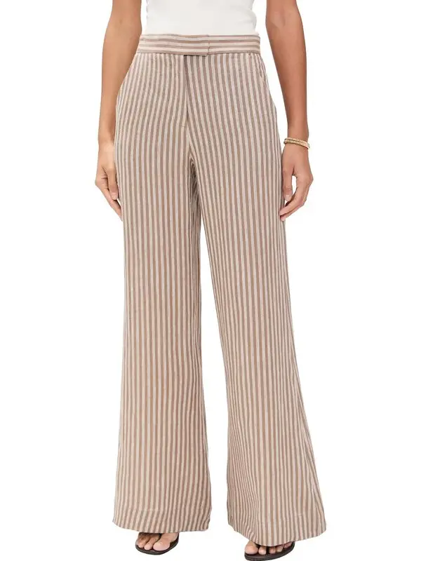 HEVRON Striped Capri Pants - Chocolate Stripe