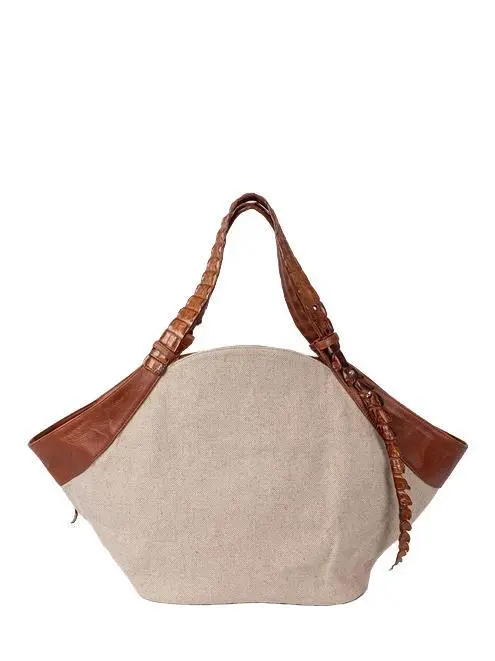 NORTON AND HODGES Mont Rochelle Tote With Crocodile Tail Accent - Natural