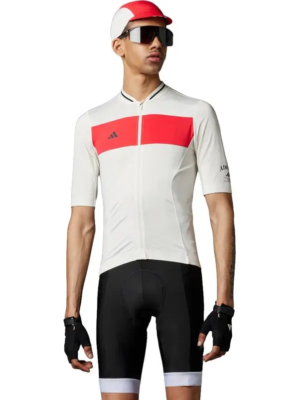 Adidas Heritage Tempo 3-stripes Cycling Jersey - Chalk White / Pure Ruby
