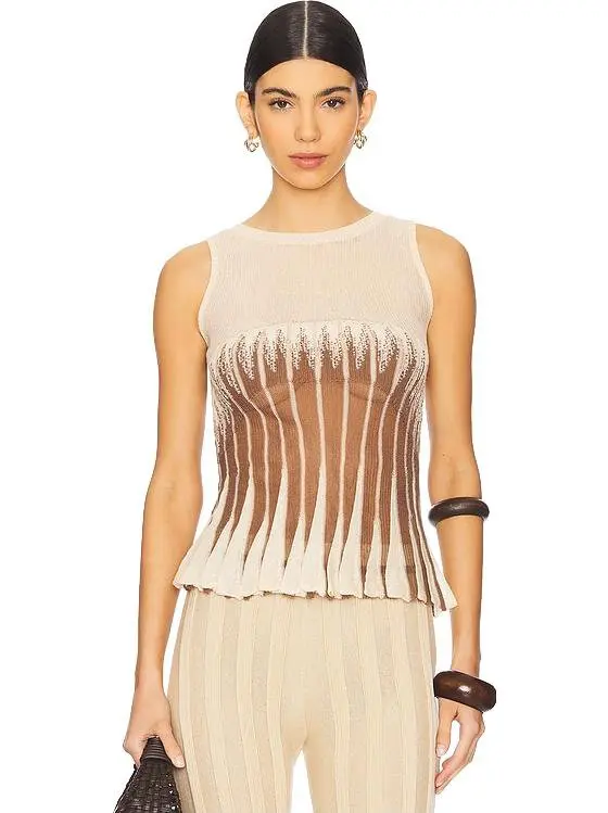 ISA BOULDER Gradflare Sleeveless Top - Cocoa Beige
