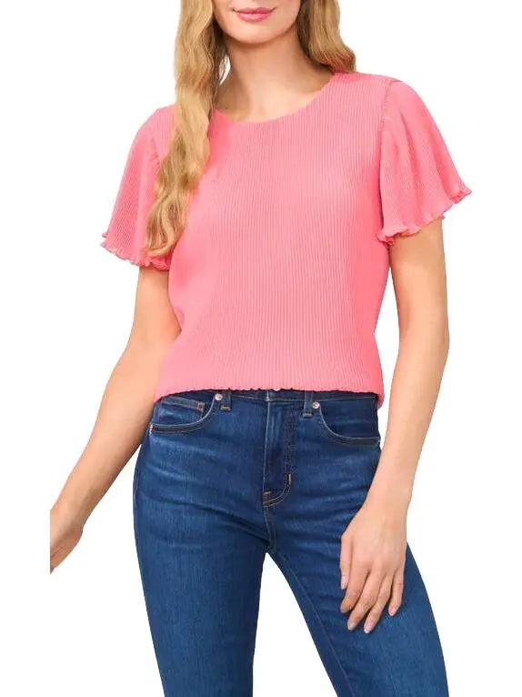 CECE DUPRAZ Flutter Sleeve Plissé Top - Confetti